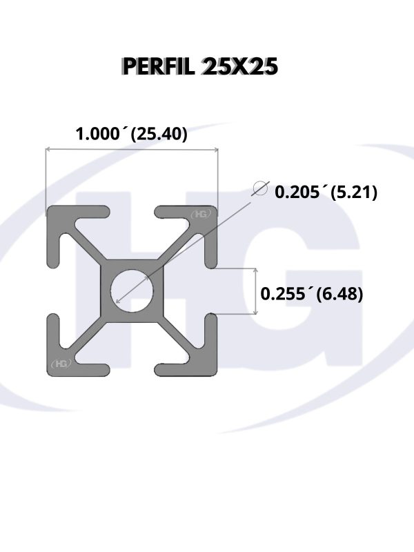 PERFIL ESTRUCTURAL 25X25 - HG Aluminio