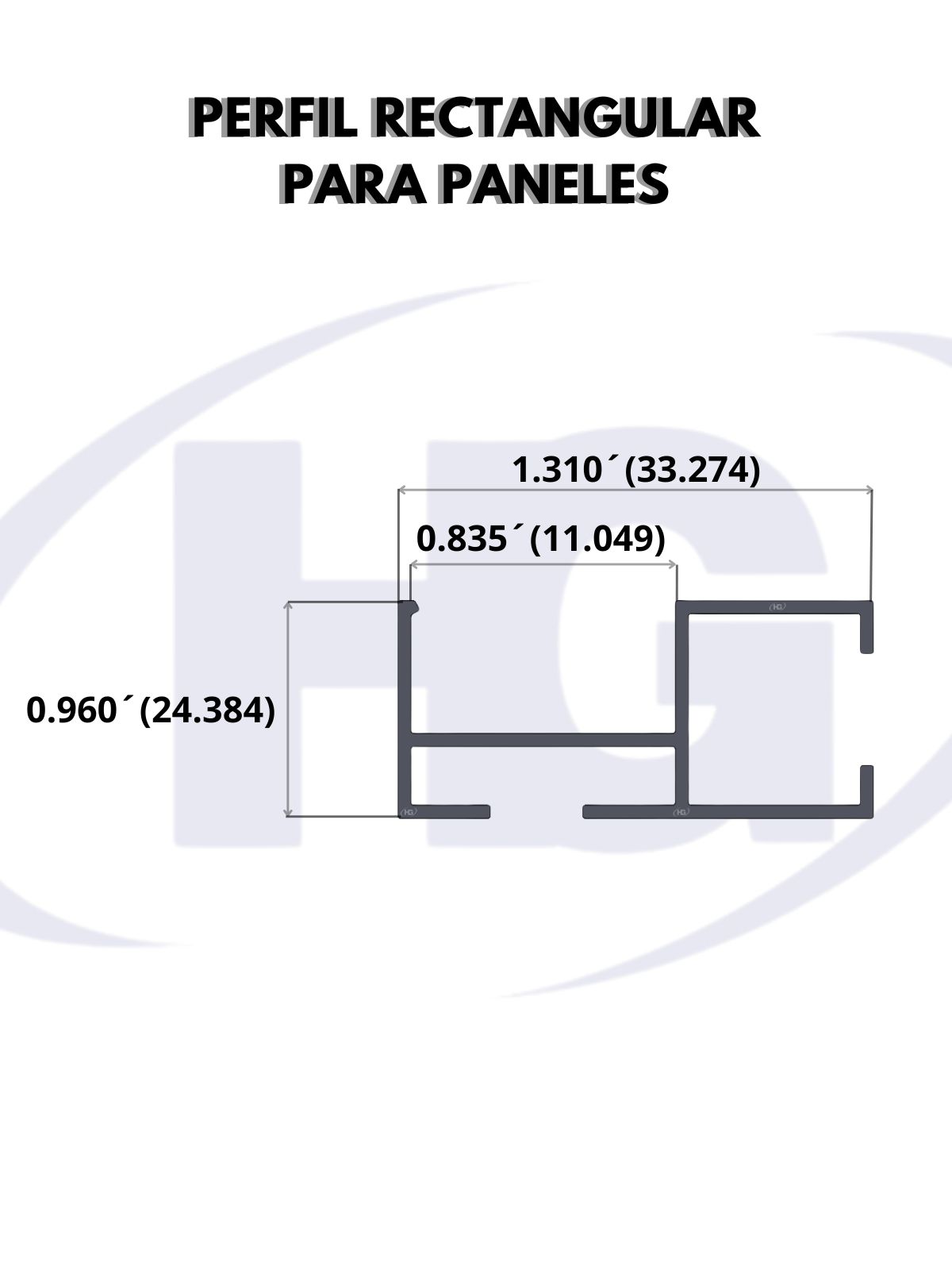 PERFIL RECTANGULAR PARA PANELES - HG Aluminio
