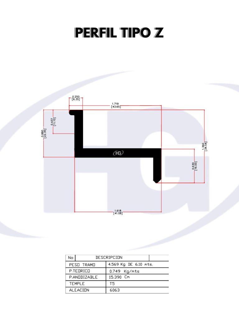 PERFIL TIPO Z PARA PANELES SOLARES - HG Aluminio
